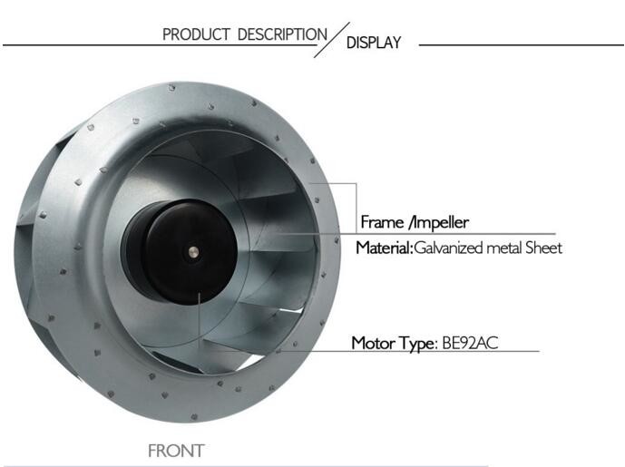 Electric Power EC Industrial Centrifugal Blower With External Rotor Motor